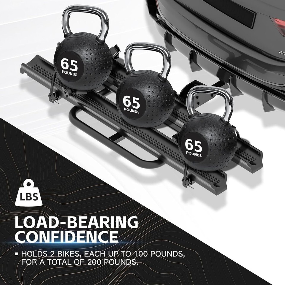 2 EBike Rack with Ramp Heavy Duty 200 Lbs Max Loading for Standard 2 ...