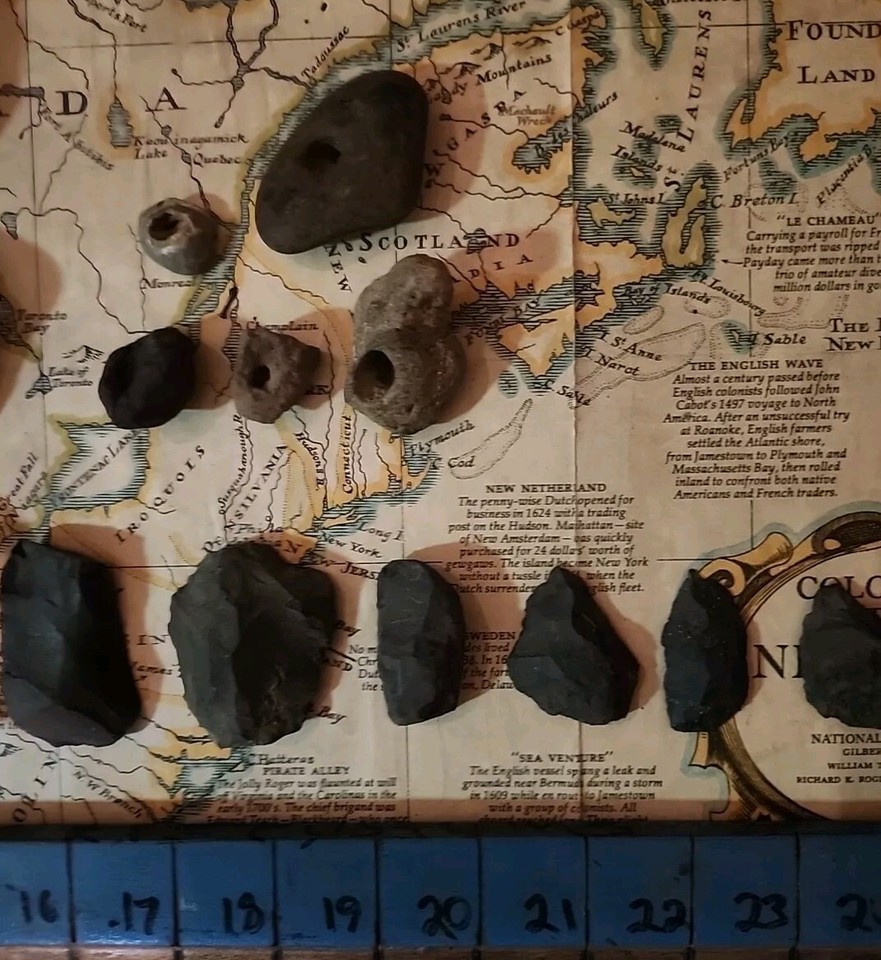 Lot Of Eastern Native American Axe Heads Spear Stones & Pots, (Old ...