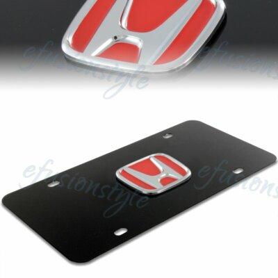 3D Red HONDA Emblem Logo Front Gloss Black Stainless Steel License ...