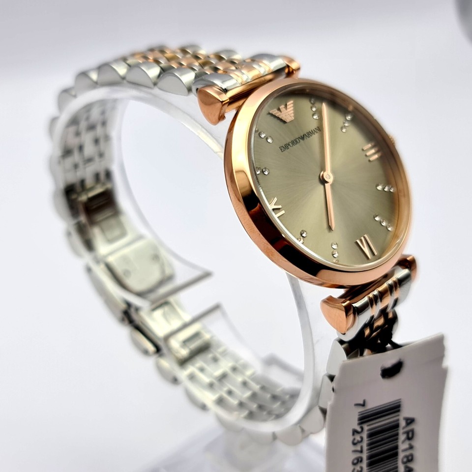 NEW GENUINE EMPORIO ARMANI GIANNI LADIES WATCH AR1840 BNIB ROSE GOLD ...