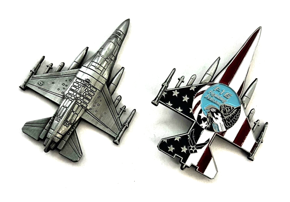 USAF Air Force F-16 Falcon Challenge Coin #2 (Topgun F-18 F-14 F-15 F ...
