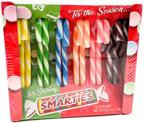 Smarties 6-Flavors Candy Canes Full Size 12 count Individually Wrapped ...