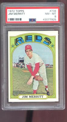 1972 Topps #738 Jim Merritt PSA 8 Graded Baseball Card MLB Cincinnati ...