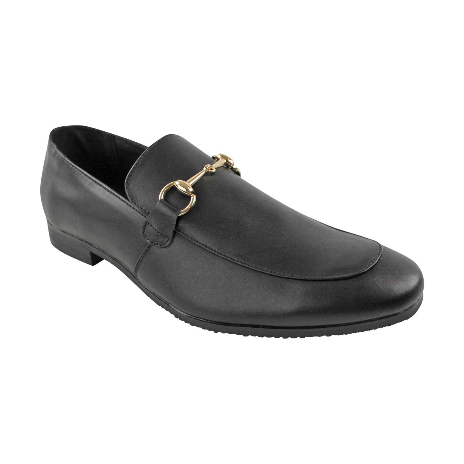 Genuine Real Leather Black Slip on Mens Dress Shoes With gold buckle By ...