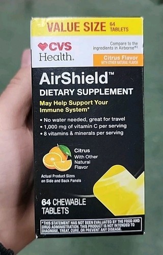 AirShield Immune System Support 64 Chewable Tablets Citrus Flavor ...
