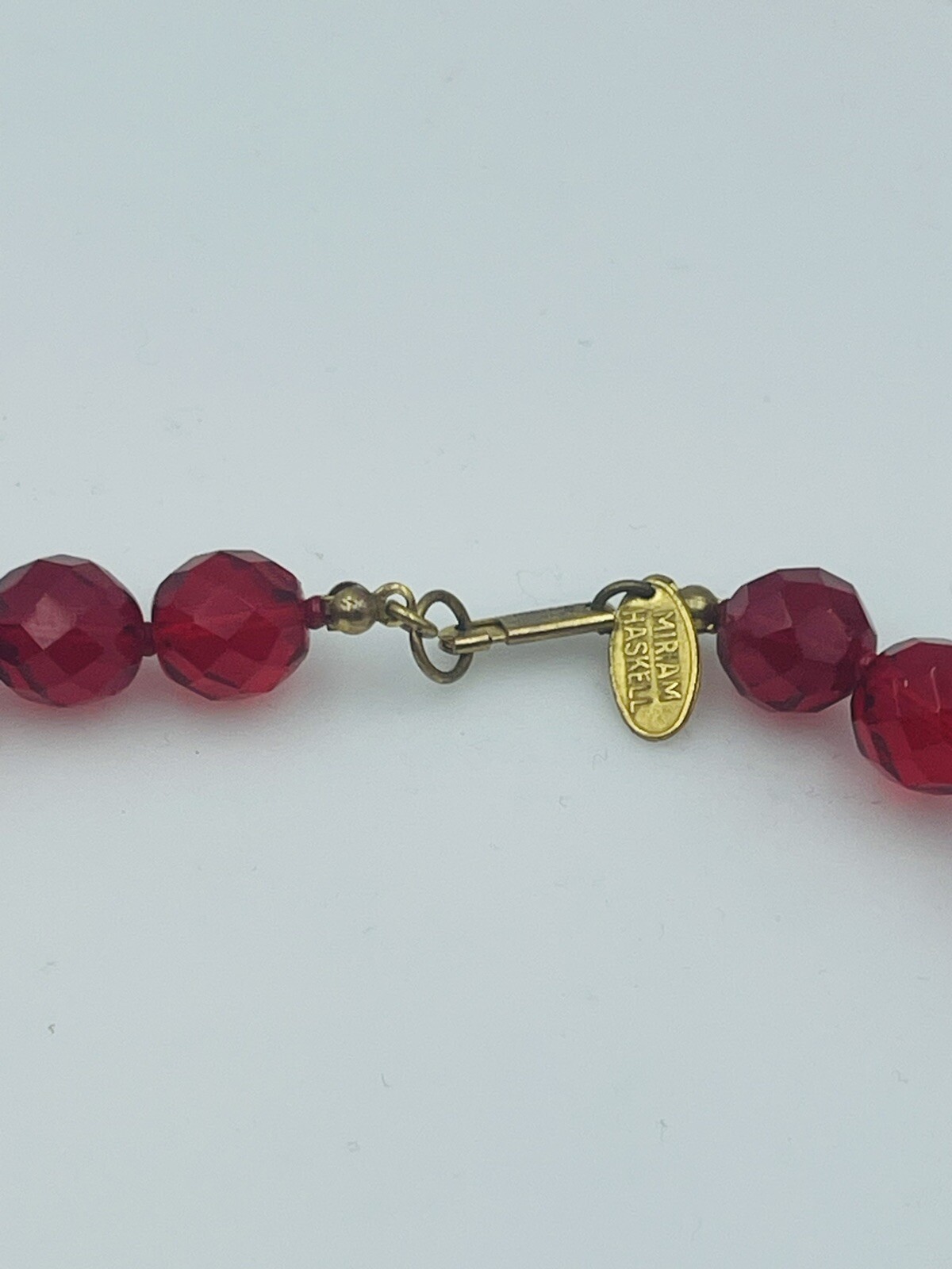 Miriam Haskell Vintage Red Glass Faceted Beaded Neckl… - Gem