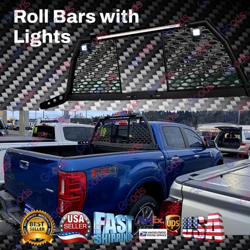 For Ford Ranger Trucks Roll Bars w/ LED Light Bar&Spot Light Headache ...