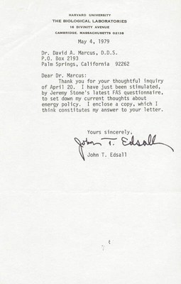 JOHN T. EDSALL - TYPED LETTER SIGNED 05/04/1979 | eBay