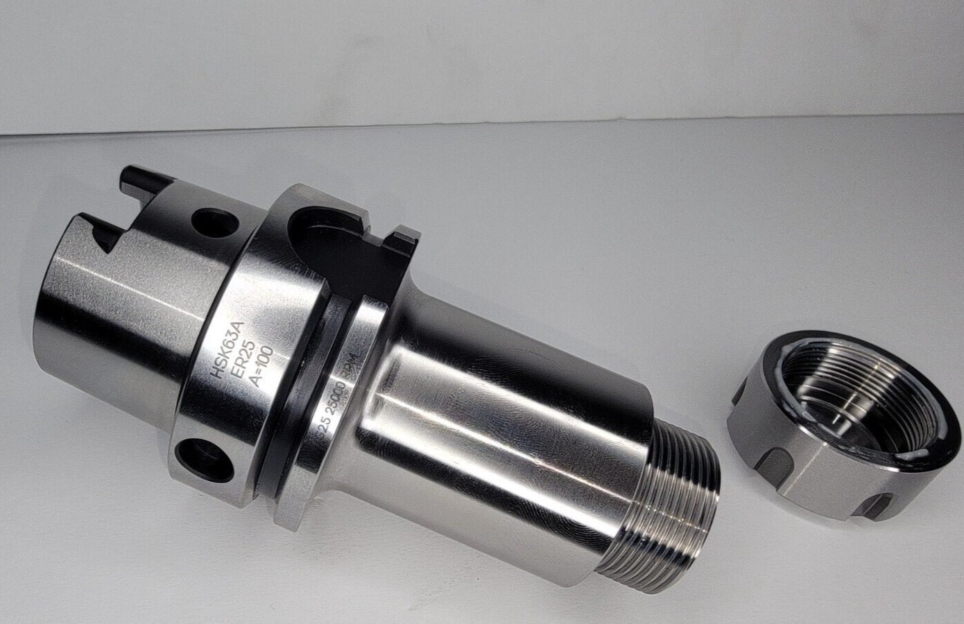 "HSK-63A ER25 Collet Chuck: High-Speed Balance, 0.00012" Runout, 3.94 ...