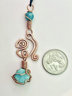 Amazonite Wire Wrap Pendant Handmade Hammered Copper Wire Wrap Crystal ...