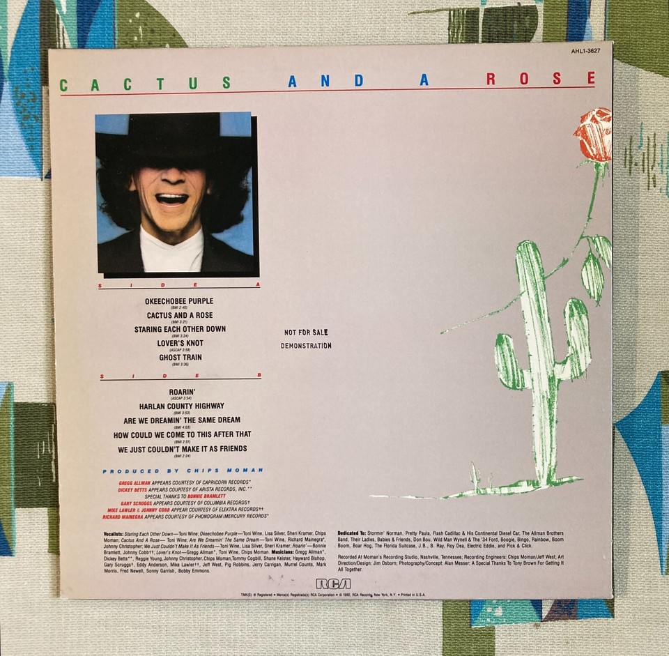 Gary Stewart LP Cactus and a Rose 1980 Greg Allman Dickey Betts EX/EX ...