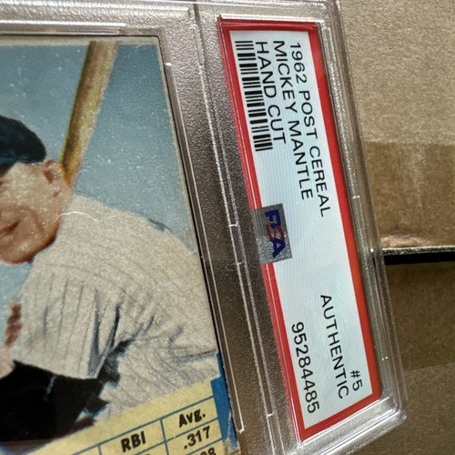 Mickey Mantle Vintage Baseball Card PSA Authentic Hand Cut 1962 Post ...