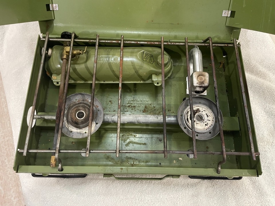 Vintage Sears Coleman 2 Burner Gas Camp Stove Model 476 72244 Green | eBay