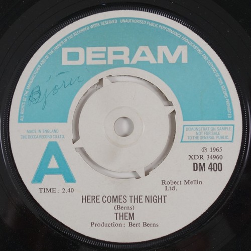 THEM Here Comes The Night RARE UK DEMO 45 Deram Stereo BEAT Van ...