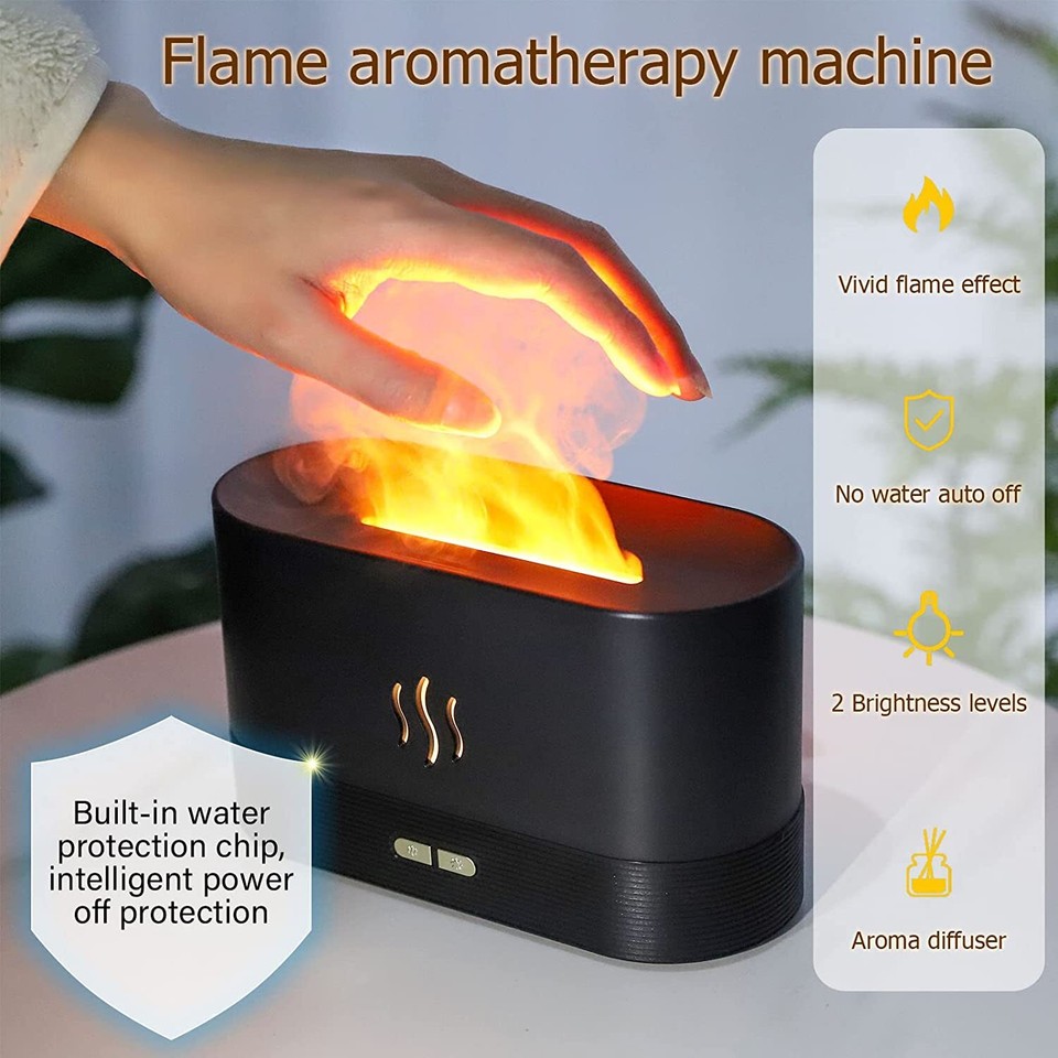 Diffuser with Flame Light Effect 180ml Simulation Flame Aroma Diffuser ...