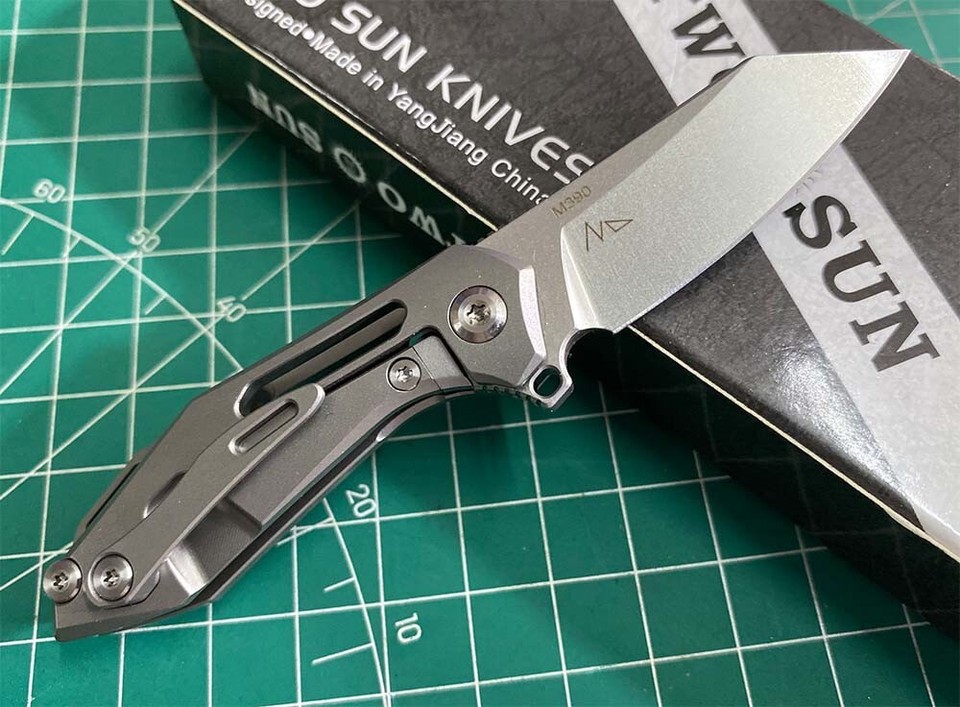 TWOSUN FLIPPER POCKET MINI MICRO KNIFE TITANIUM CF M390 TS35-FireAnt ...