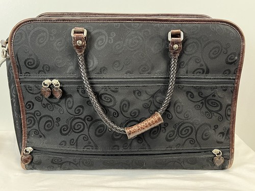 Vtg Brighton Overnight Weekender Luggage Travel Bag Black Brown Leather ...