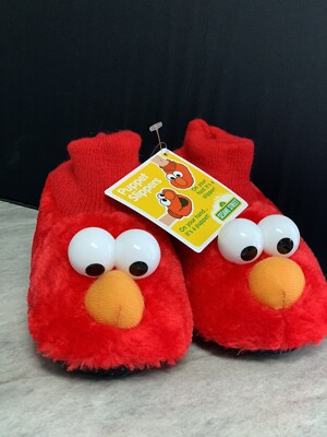 Sesame Street Elmo Puppet Padded Slippers toddler Size 9-10 New | eBay