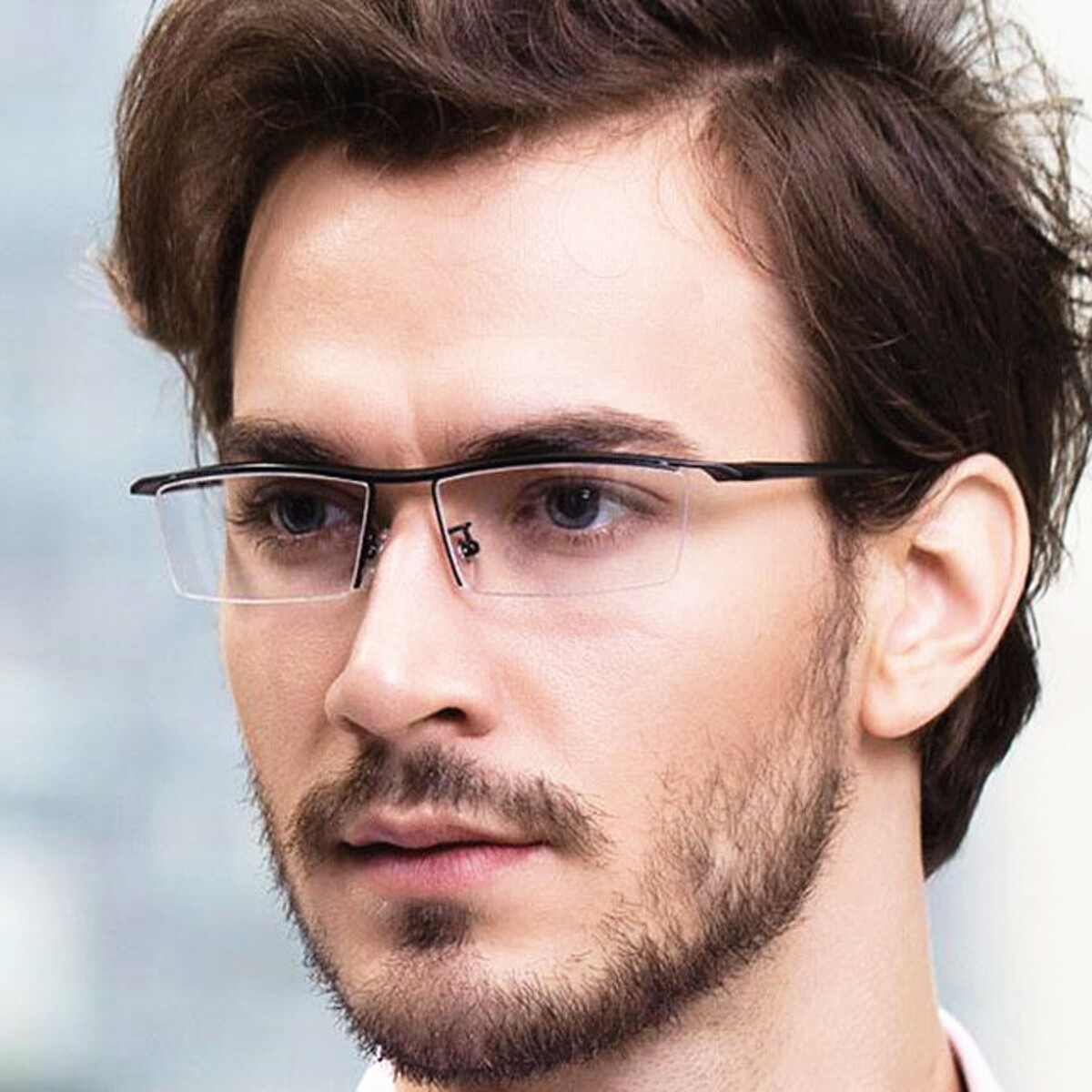 Metal Eyeglass Frames Semi-rimmed Spectacles Unisex Business Glasses | eBay