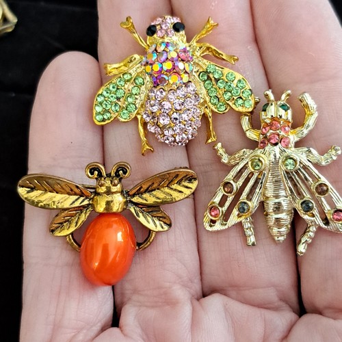 Vintage Rhinestone Bee Brooch Pin Lot Of 3 Wasp Insects | eBay