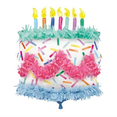 321 Party! Giant Foil Sprinkles Cake Shapes Balloon w/ Tissue Festoon ...