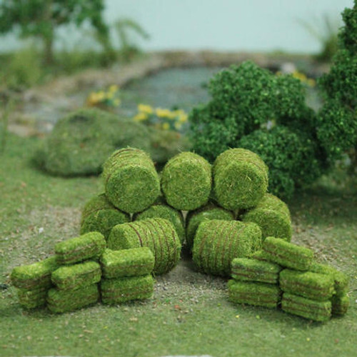Green Hay Bales, HO-scale, 30/pk (10 round and 20 rectangular) MP ...