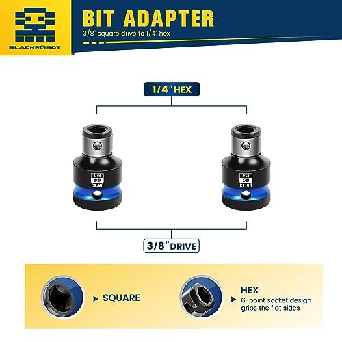 2pcs Impact Bit Holders 3/8 Inch Square Drive To 1/4 Inch Hex Socket ...