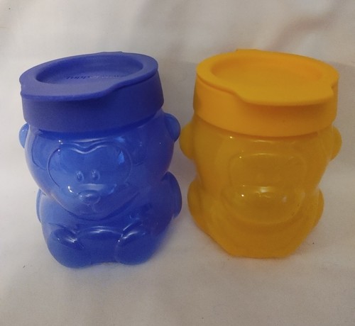 Tupperware Max the MONKEY Snack Containers Flip LID Blue Yellow New SET ...