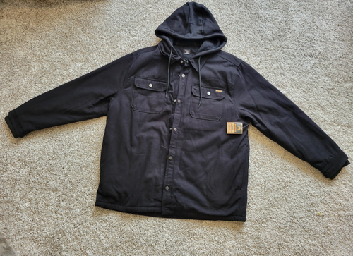 Brahma men's hooded canvas shacket jacket size XL black full zip and ...