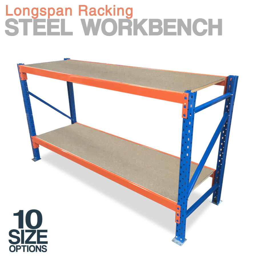 LONGSPAN Workbench Garage Shed Workshop Steel Top Table Storage Work ...