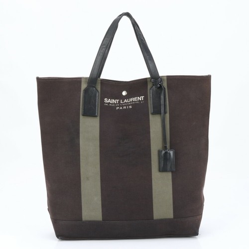 Auth YSL Yves Saint Laurent Beach Ping East West Leather Tote Bag 14.2 ...