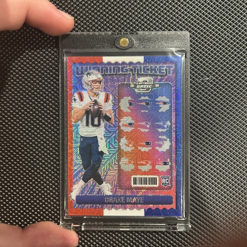2024 Contenders Optic Drake Maye Winning Ticket RC Red White & Blue ...