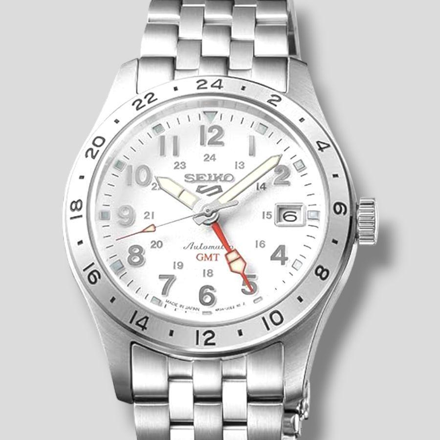 Seiko 5 Sports Field GMT Sports Style SBSC009 Watch Silver White Socks ...