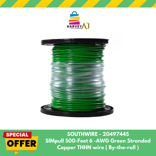 Southwire 20497445 Southwire SIMpull 500-ft 6 Green Stranded Copper ...