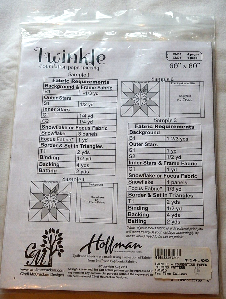 Hoffman Foundation Paper Piecing TWINKLE ©2014 60" x 60" | eBay