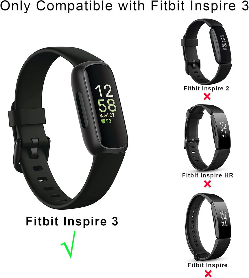 PACK 3 Silicone Bands for Fitbit Inspire 3 Replacement Wristbands for ...