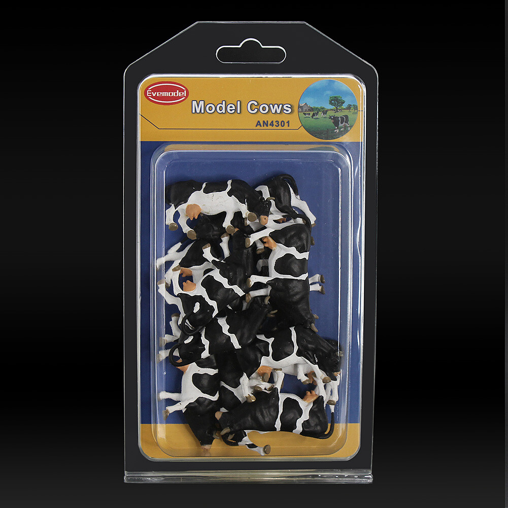 12pcs Model Trains O Scale Painted PVC Cows 1:43 Cattle Animals Railway ...