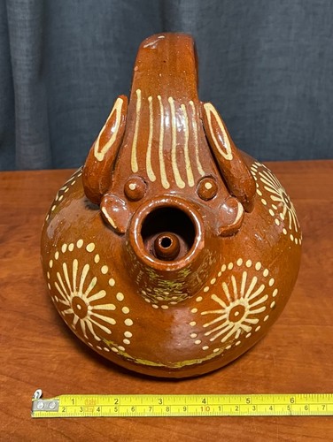 Antique Spanish Botijo Búcaro Pottery dragon Water Jug Unglazed Pitcher ...
