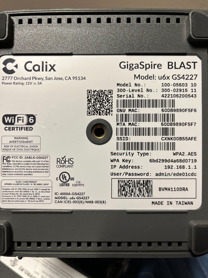 USED (NOT TESTED) CALIX GIGASPIRE GS4227 BLAST ONT/ROUTER **READ ...