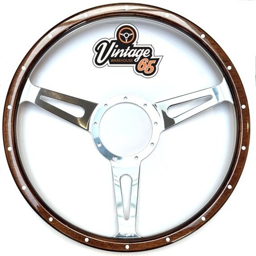 Classic Car 15" Semi Dished 9 hole Riveted Vintage Wood Rim Steering ...