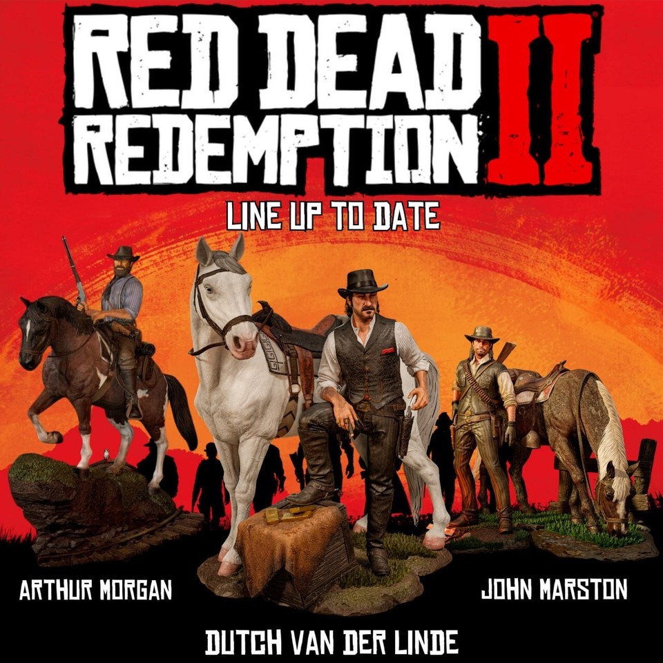 RDR2 DUTCH WITH HORSE*fanart*1/8 Scale Resin 3D Printed model kit ...