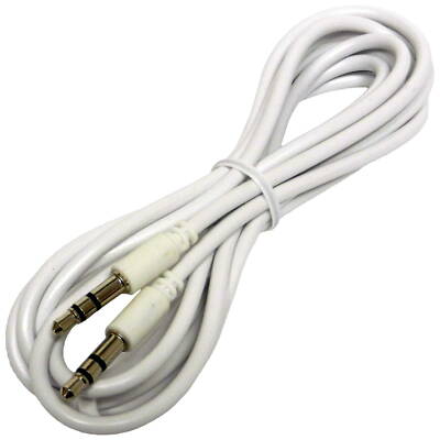 6' Ft Feet White Aux Cable 3.5mm Male-to-Male Auxiliary Wire Stereo ...