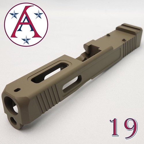 G19 SLIDE GEN 1-3, FDE CERAKOTE, RMR CUT, SIDE CUTS, SERRATIONS, GLOCK ...