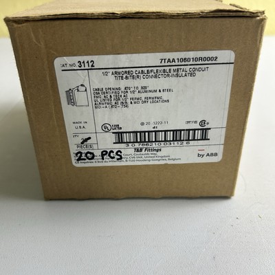 Thomas & Betts 3112 1/2 " Straight Insulated Tite Bite Flex Connector ...