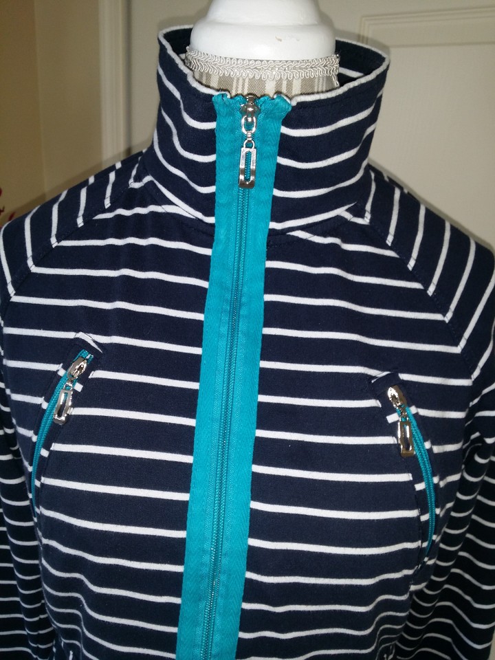 Onque Sport NY Womens Striped Knit Full Zip Jacket Long Sleeve Sz. S | eBay