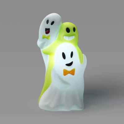 Halloween 18" Lit Stacking Ghosts with Lime Green Blowmold Blow Mold ...