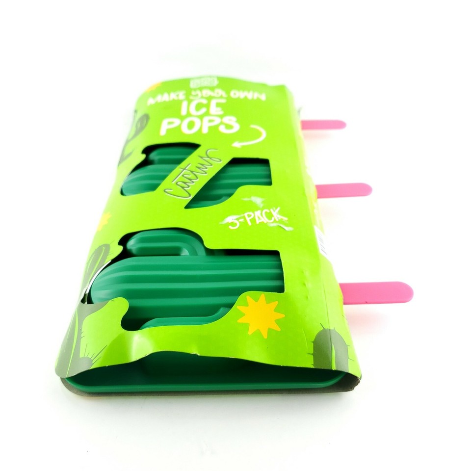 Cool Gear Make Your Own Ice Pops 3 Pack Green Pink Cactus Shape Mold ...