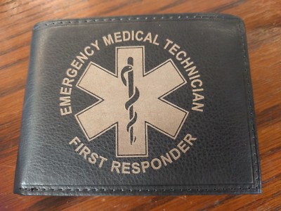 EMT First Responder Leather Bifold Wallet, Genuine Leather, Passcase ...