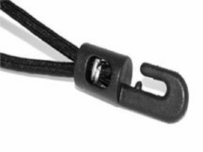 4MM X 250MM BLACK BUNGEE / SHOCK CORD LOOP WITH BLACK PLASTIC MINI HOOK ...