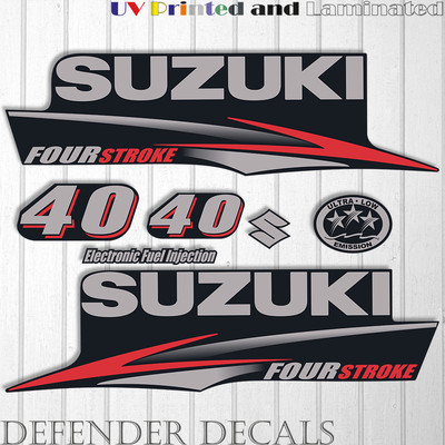 Suzuki 40 hp Four Stroke outboard engine decal sticker set kit ...